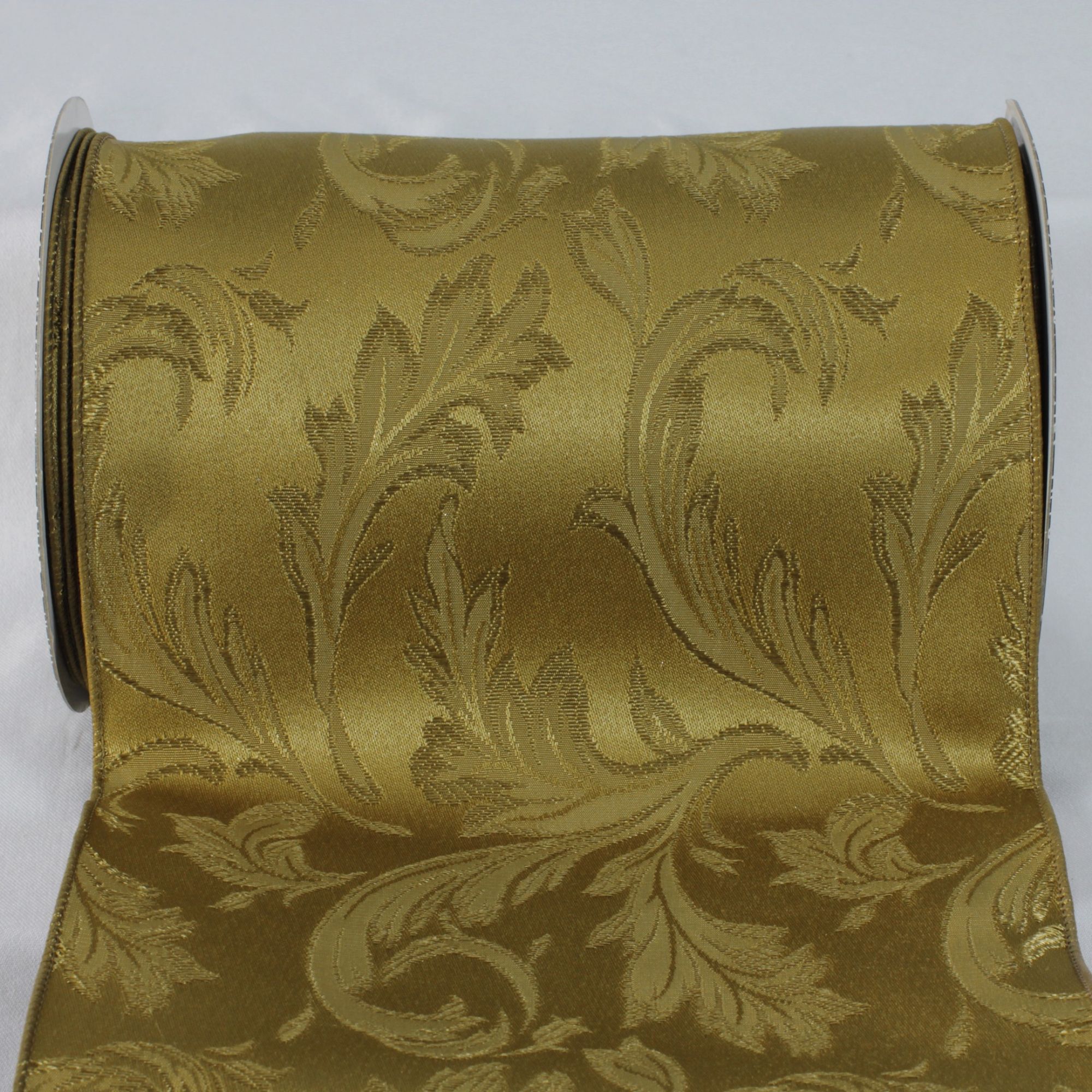 The Ribbon People Olive Green Floral Wired Craft Ribbon 8" x 20 Yards ...