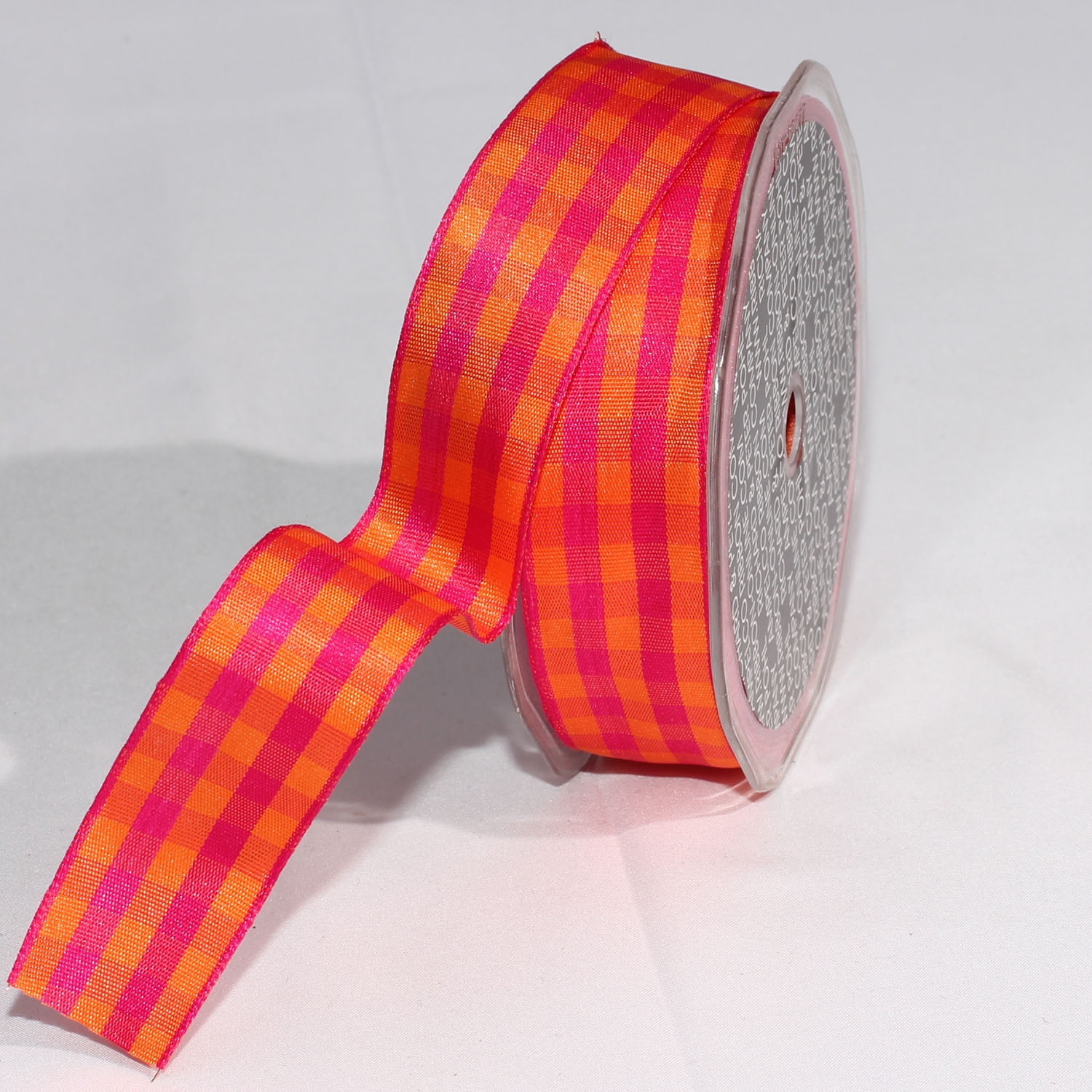 The Ribbon People Orange and Fuchsia Purple Gingham Wired Woven Edge ...