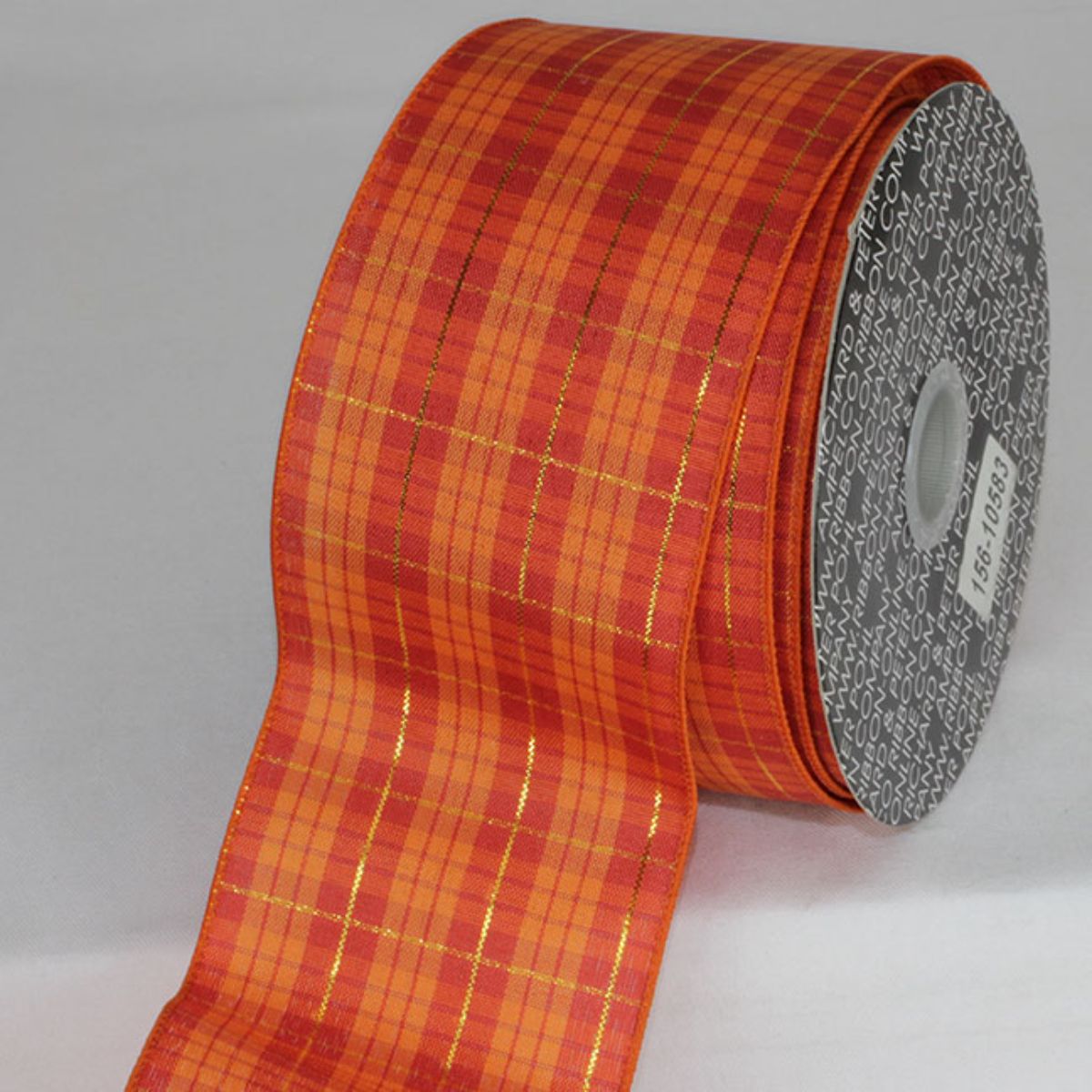 The Ribbon People Orange and Shimmering Gold Fall Plaid Wired Craft ...
