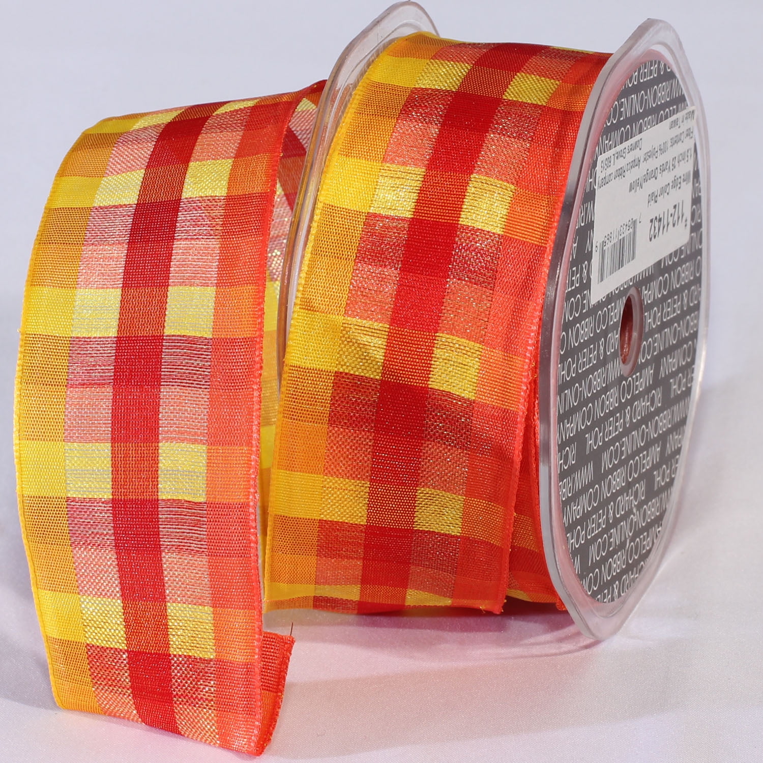 The Ribbon People Orange and Yellow Plaid Wired Craft Ribbon 1.5" x 50 ...