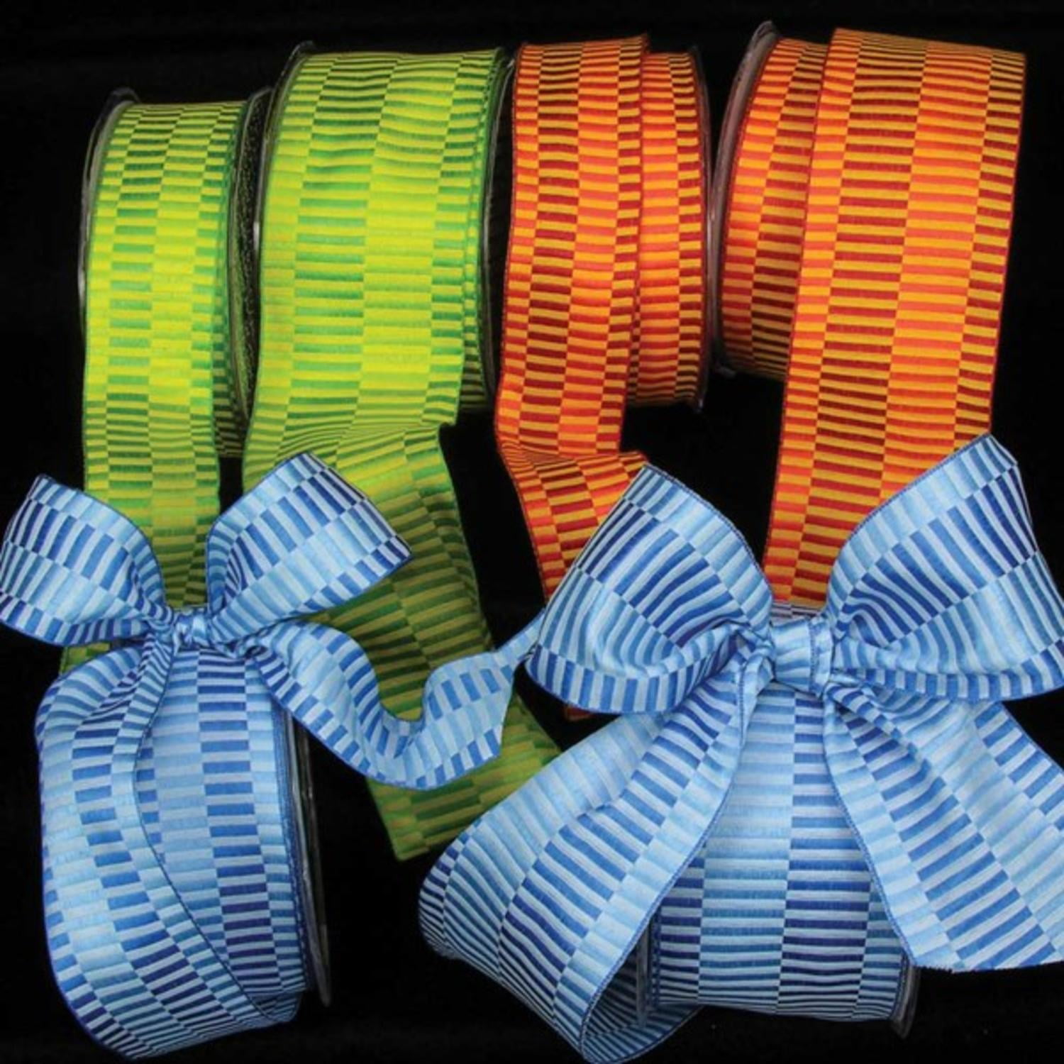 The Ribbon People Orange and Yellow Retro Taffeta Wired Craft Ribbon 2. ...