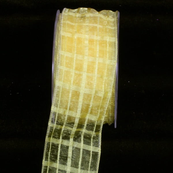 The Ribbon People Pale Yellow Solid and Sheer Check Wired Craft Ribbon ...