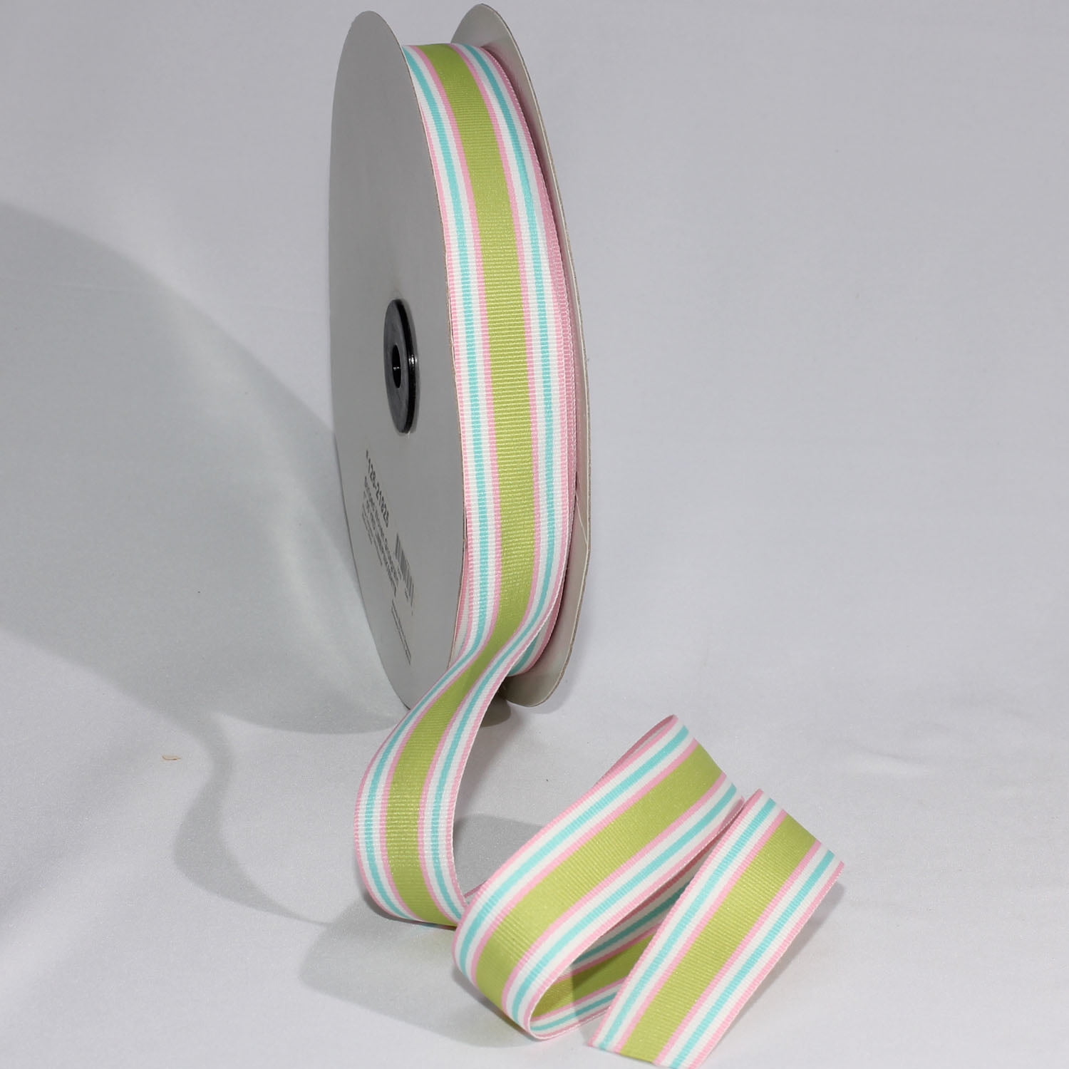 The Ribbon People Pink, Green and White Striped Grosgrain Woven Craft ...