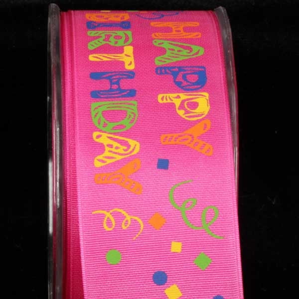 The Ribbon People Pink "Happy Birthday" Wired Craft Ribbon 1.5" x 27 ...