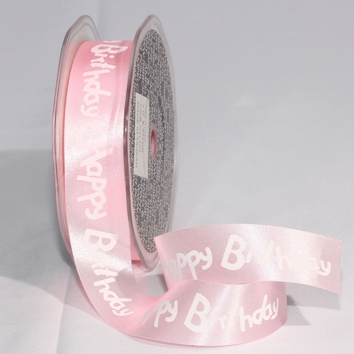 The Ribbon People Pink Satin "Happy Birthday" Printed Craft Ribbon 1" x ...
