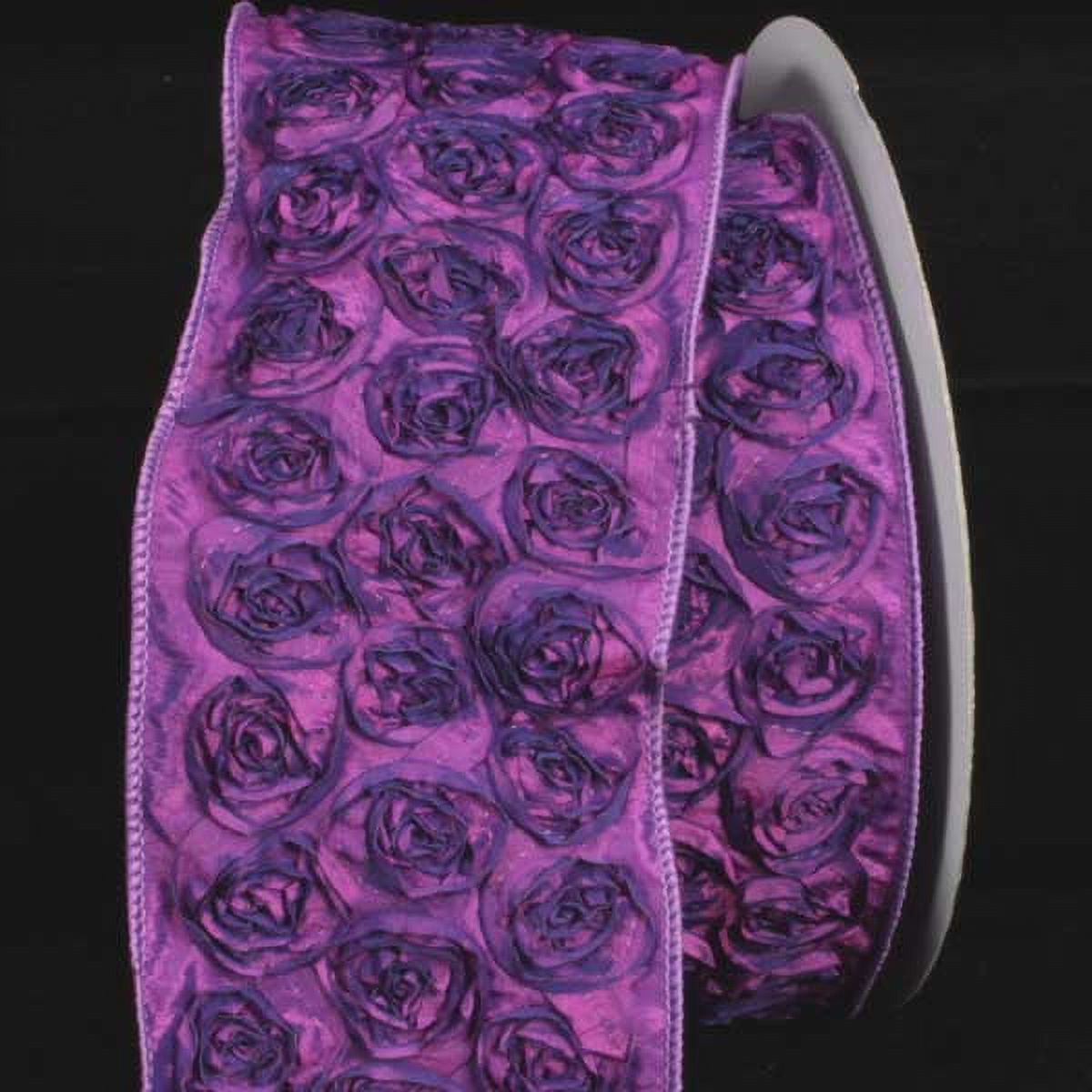 The Ribbon People Purple Contemporary Roses Wired Craft Ribbon 4 The Ribbon People Purple Contemporary Roses Wired Craft Ribbon 4