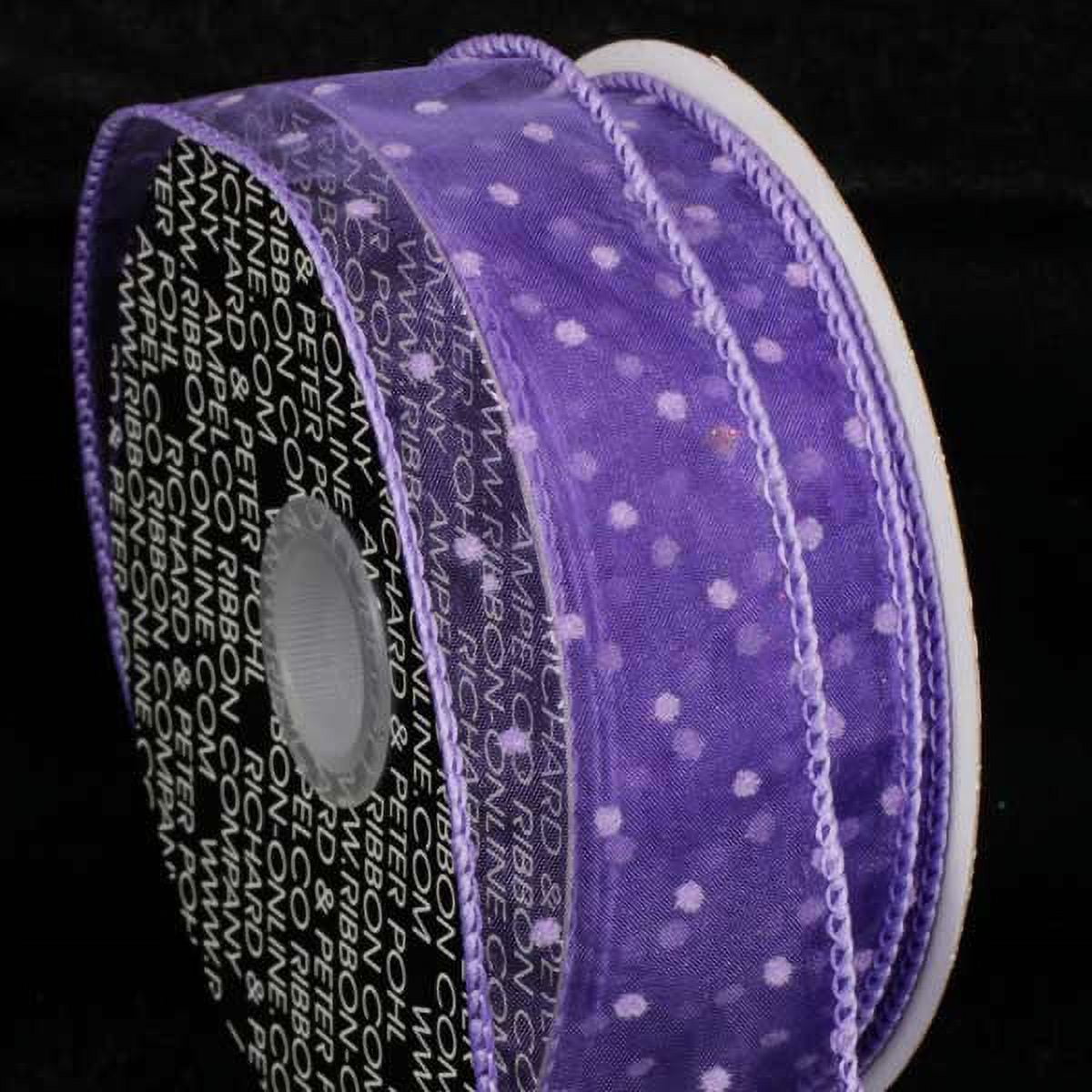 The Ribbon People Purple Polka Dotted Wired Craft Ribbon 4" x 40 Yards ...