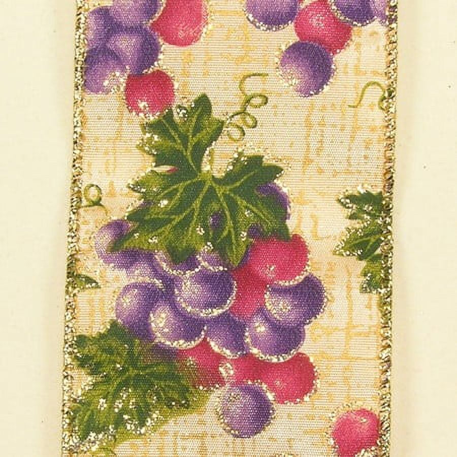 The Ribbon People Purple and Green Grapes Theme Wired Craft Ribbon 2.5 ...