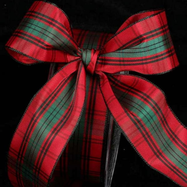 The Ribbon People Red and Black French Plaid Wired Craft Ribbon 1.5" x ...