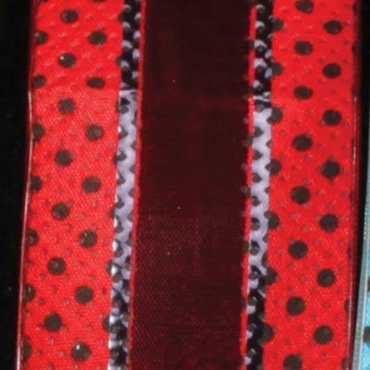 The Ribbon People Red and Black Polka Dots Wired Craft Ribbon 1.5" x 40 ...