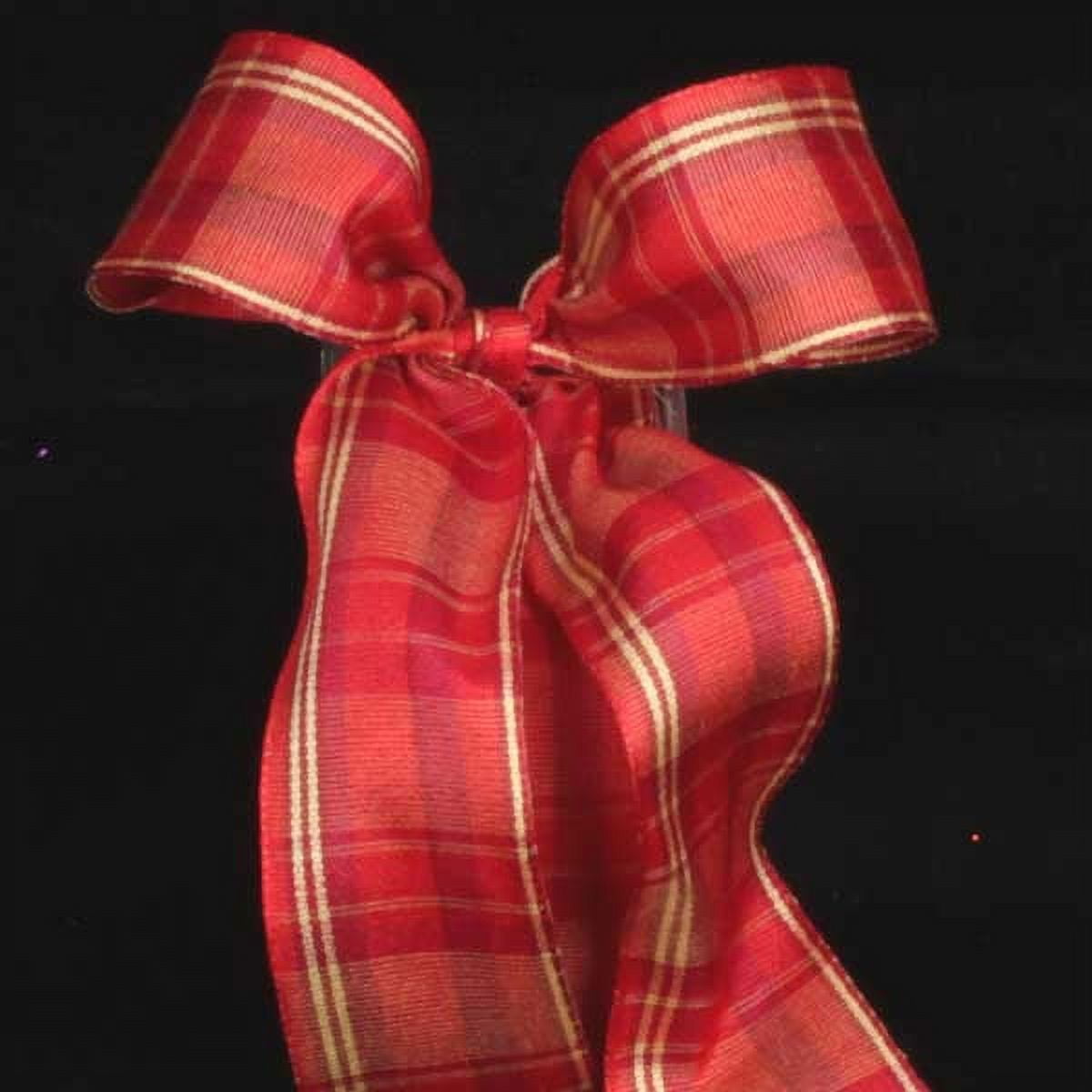 The Ribbon People Red and Gold Plaid Wired Craft Ribbon 1.5" x 27 Yards ...