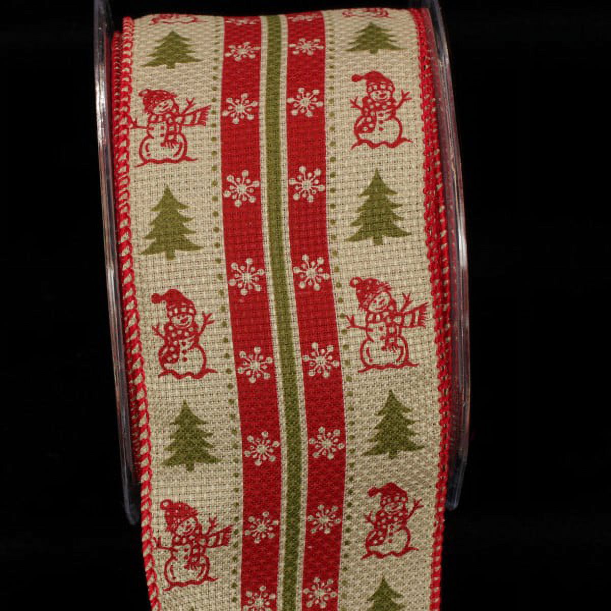 The Ribbon People Red and Green Snowmen on Burlap Christmas Tree Wired ...