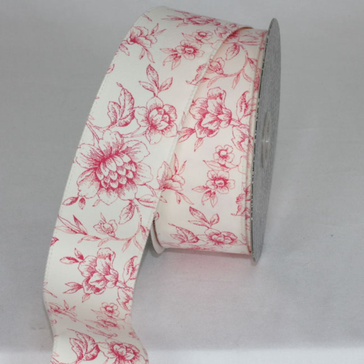 The Ribbon People Red and Ivory Toille Flowers Wired Craft Ribbon 2" x ...