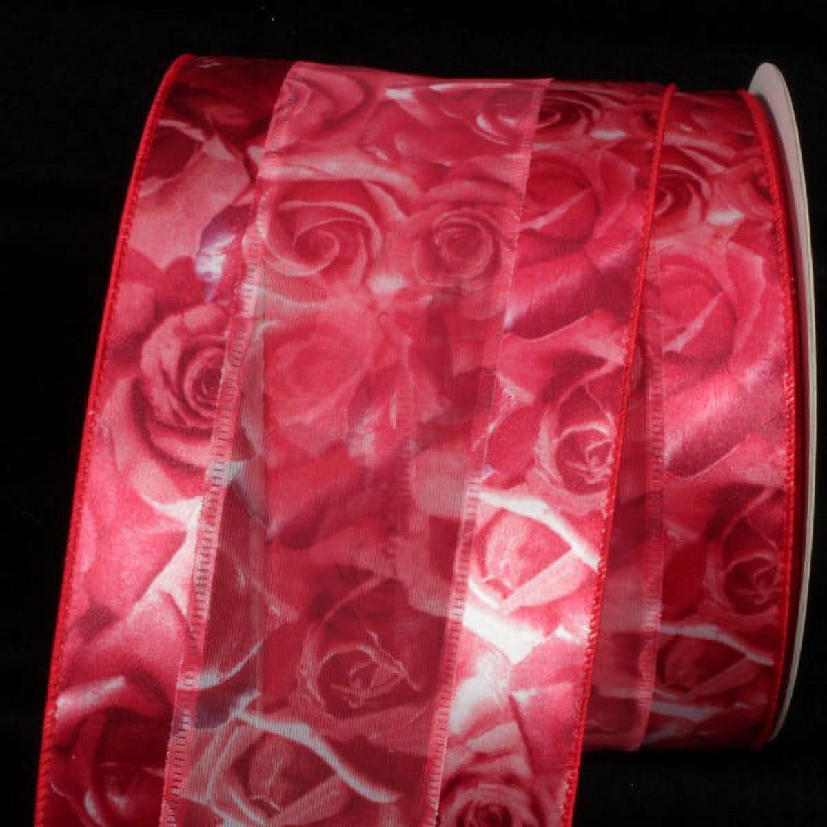 The Ribbon People Red and White Roses Floral Print Georgette Wired ...