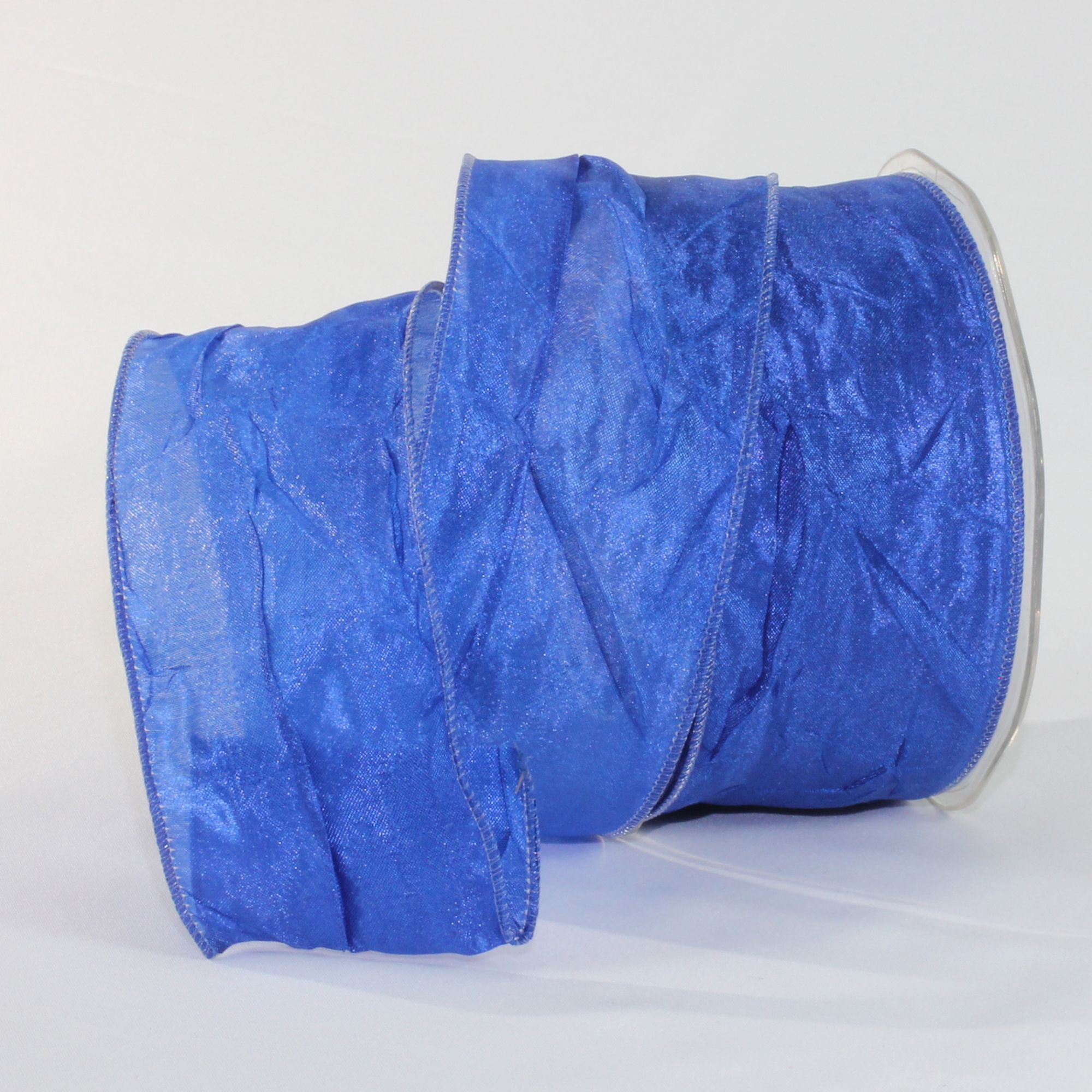 The Ribbon People Royal Blue Crinkled Satin Wired Craft Ribbon 2" x 27 ...
