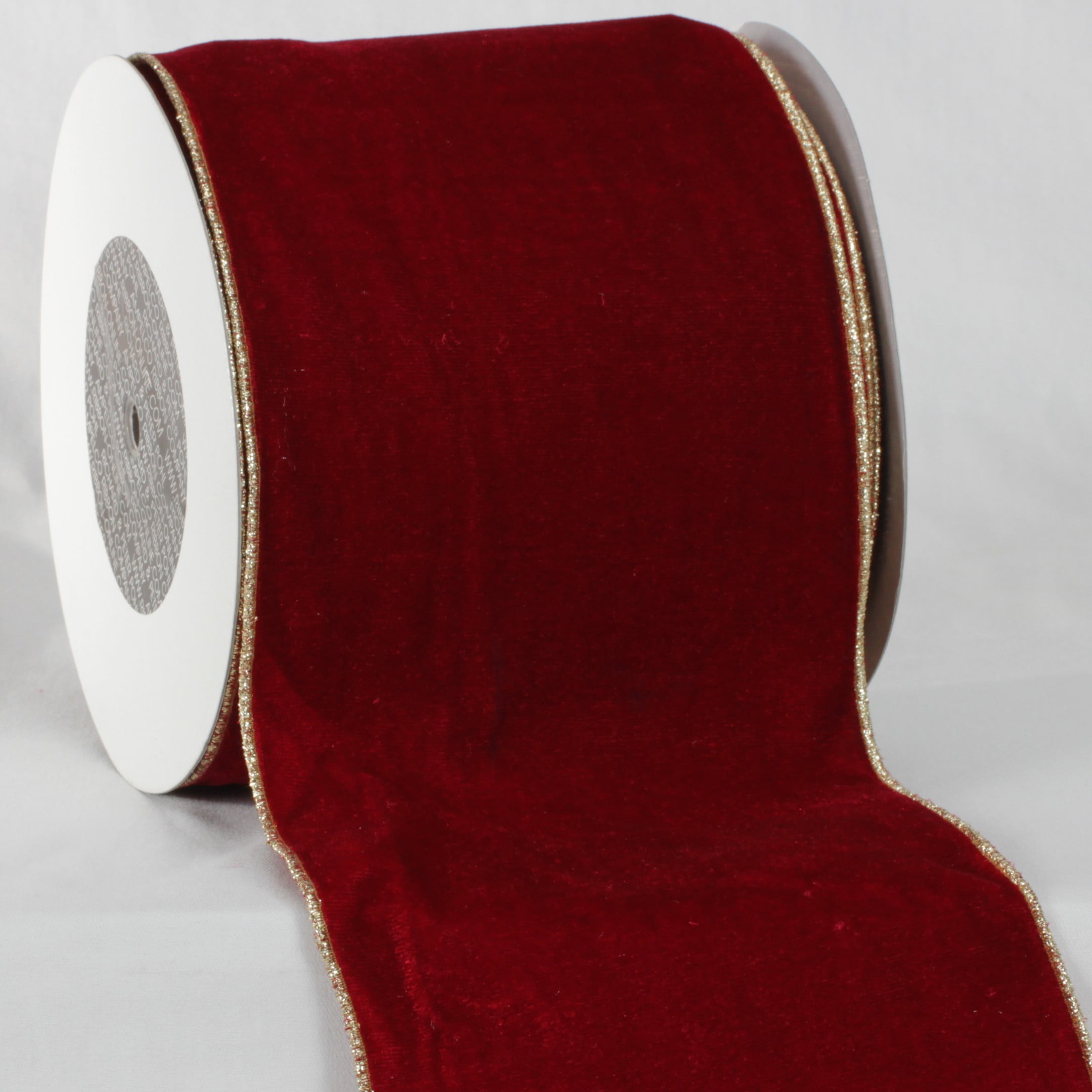 The Ribbon People Scarlet Red and Gold Colored Woven Edge Soft Velvet ...