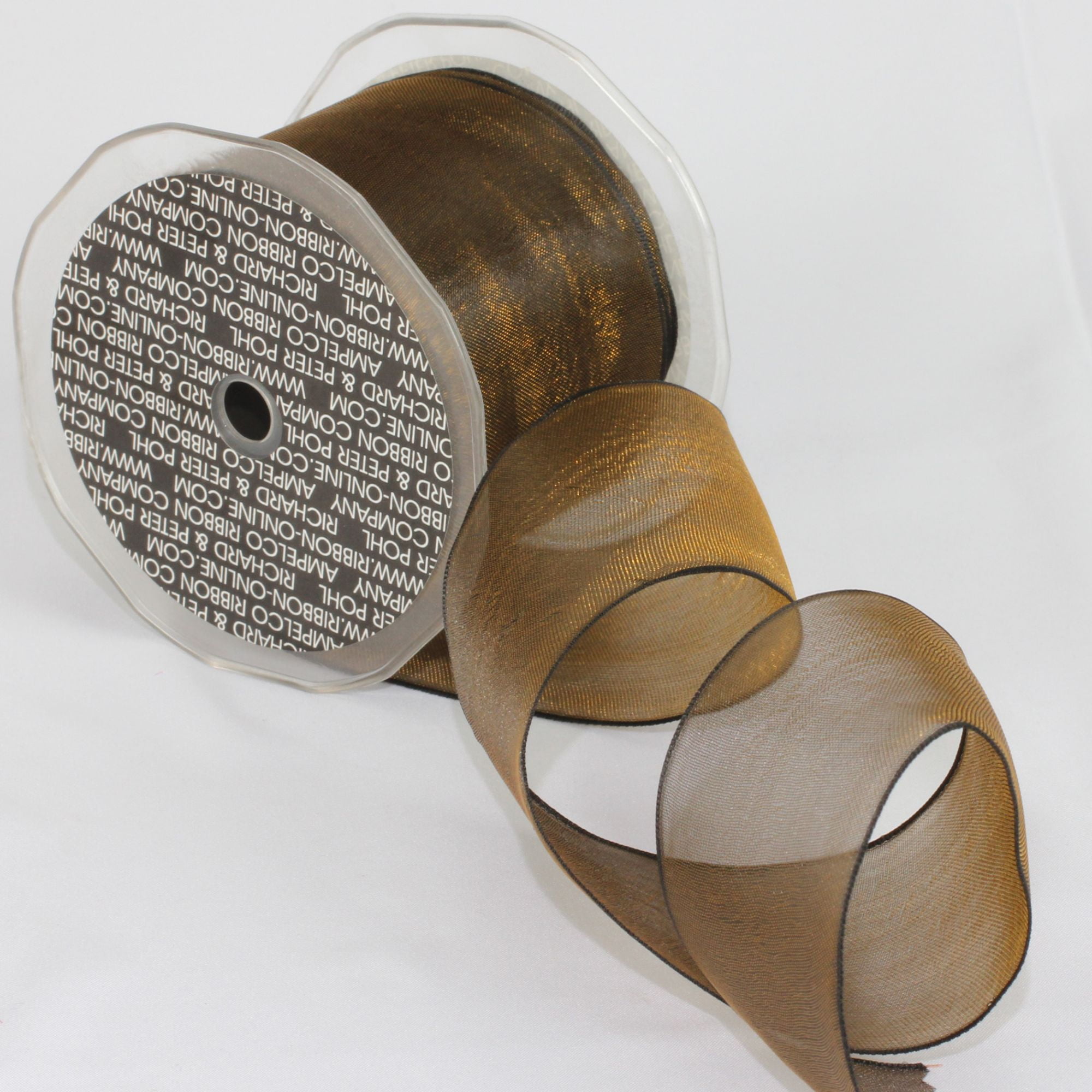The Ribbon People Sheer Amber Brown Wired Craft Ribbon 2.375" x 27 ...
