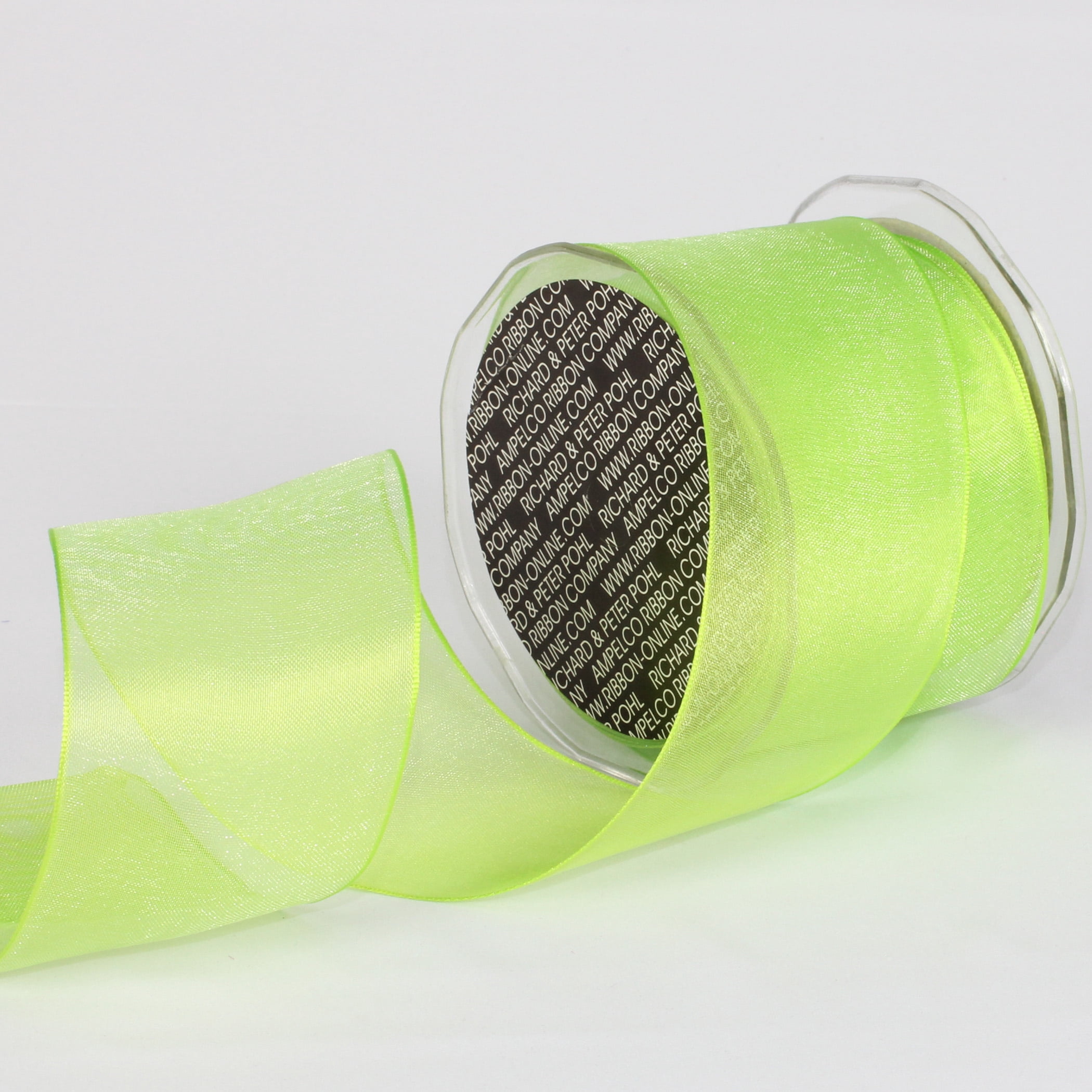 The Ribbon People Sheer Bright Lime Green Wired Craft Ribbon 2.375" x ...
