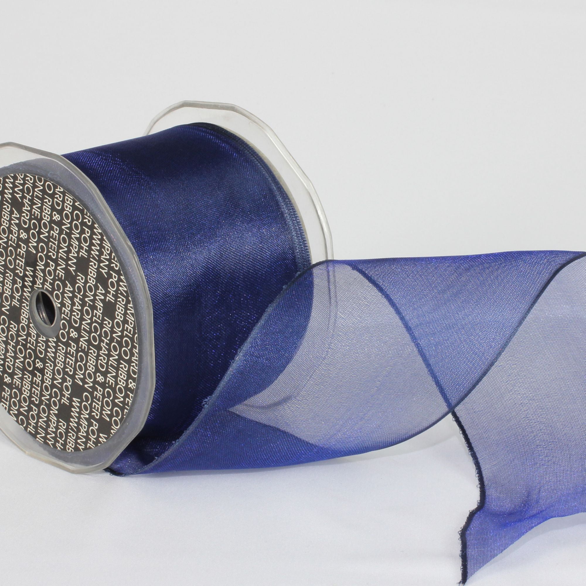 The Ribbon People Sheer Ice Dark Navy Blue Wired Craft Ribbon 2.375" x ...