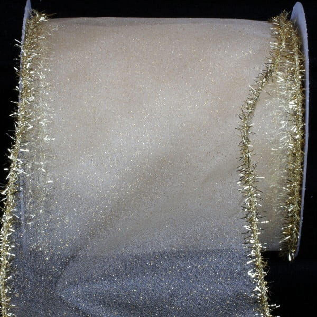 The Ribbon People Sheer Ivory and Gold Fuzzy Edge Wired Craft Ribbon 6 ...