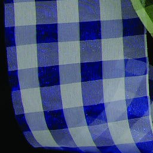 The Ribbon People Sheer Royal Blue and White Gingham Organza Cut Edge ...