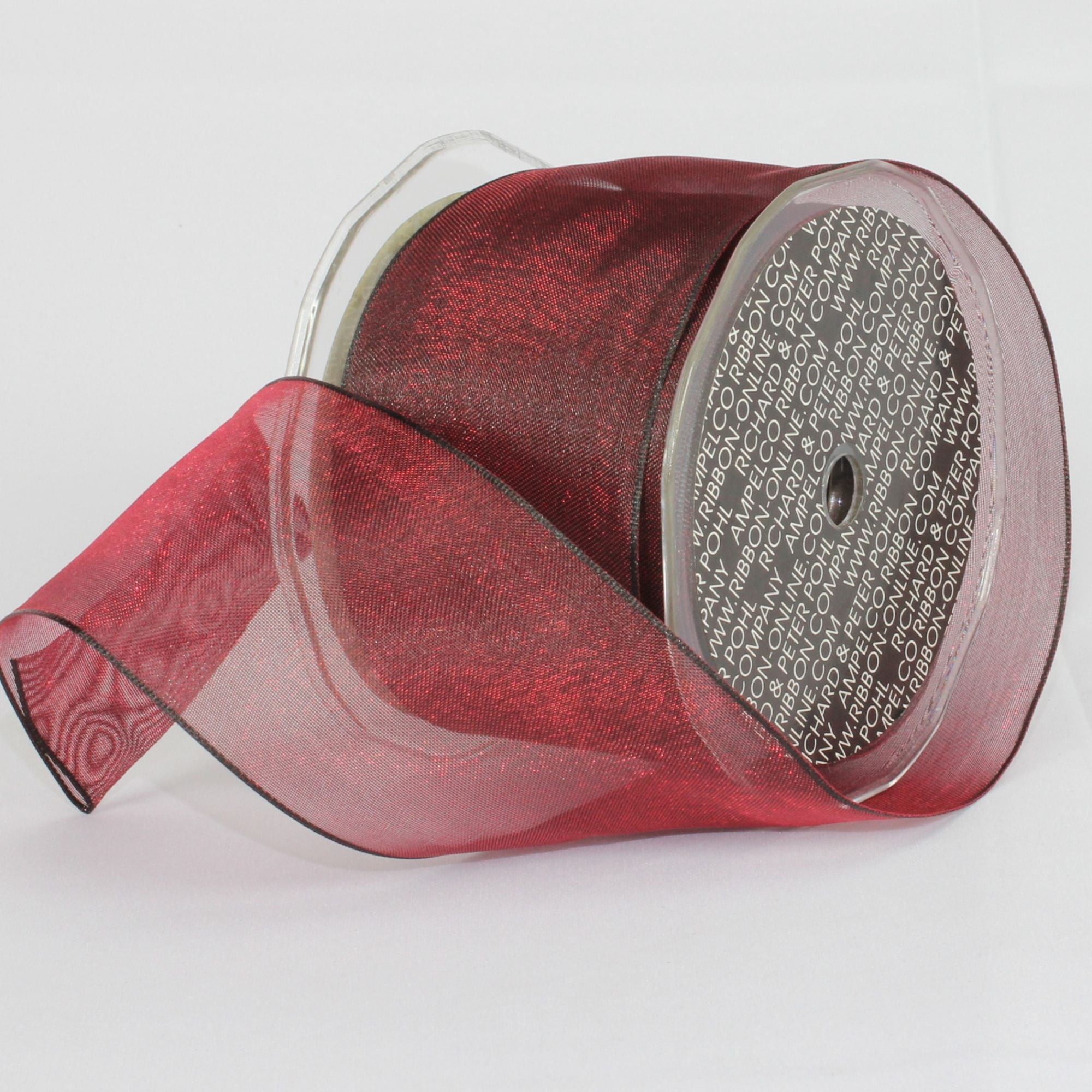 The Ribbon People Sheer Wine Red and Black Wired Craft Ribbon 2.375" x ...
