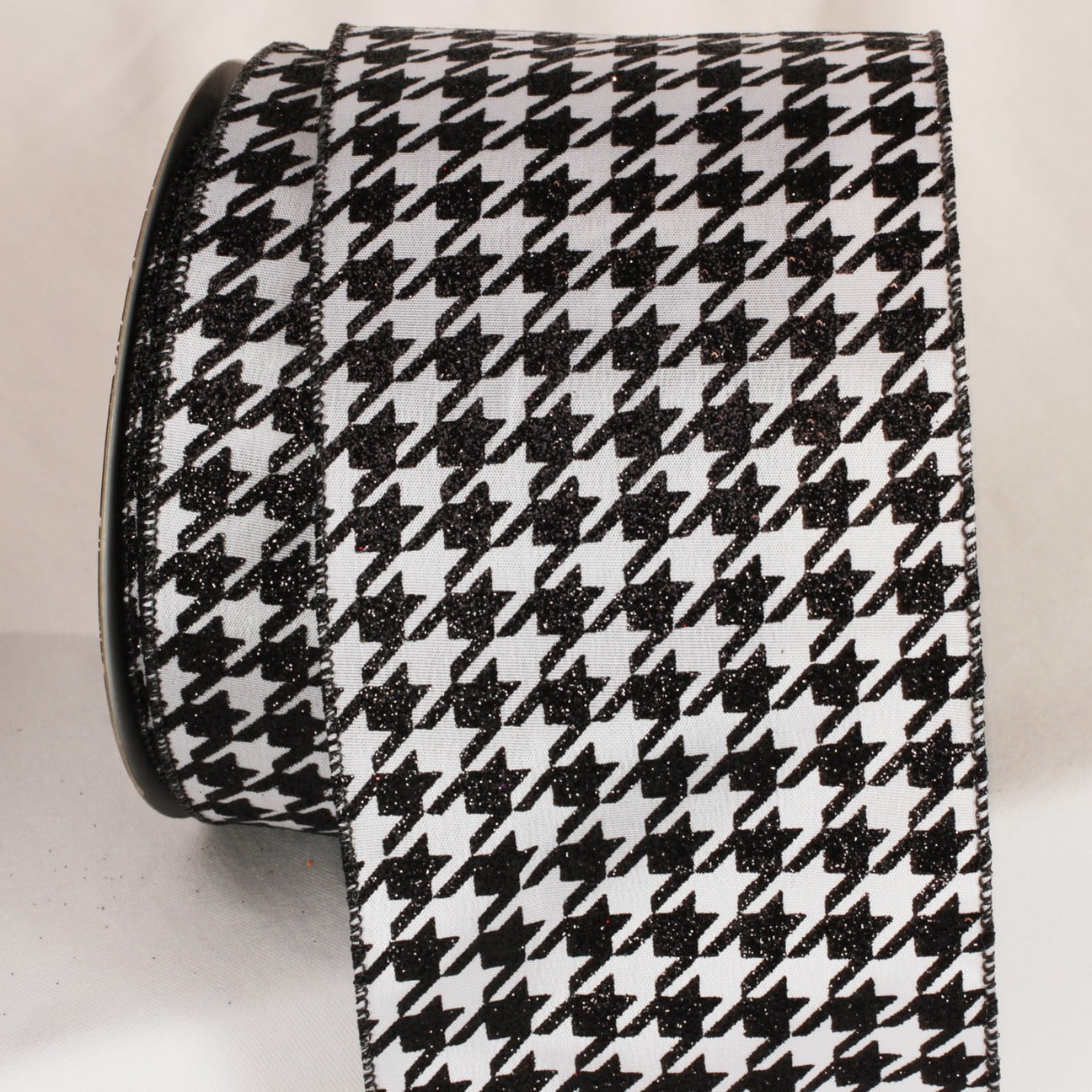 The Ribbon People Sparkling Black and White Houndstooth design Wired ...