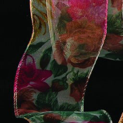 The Ribbon People Vibrantly Colored Sheer Woodland Floral Wire Edged ...