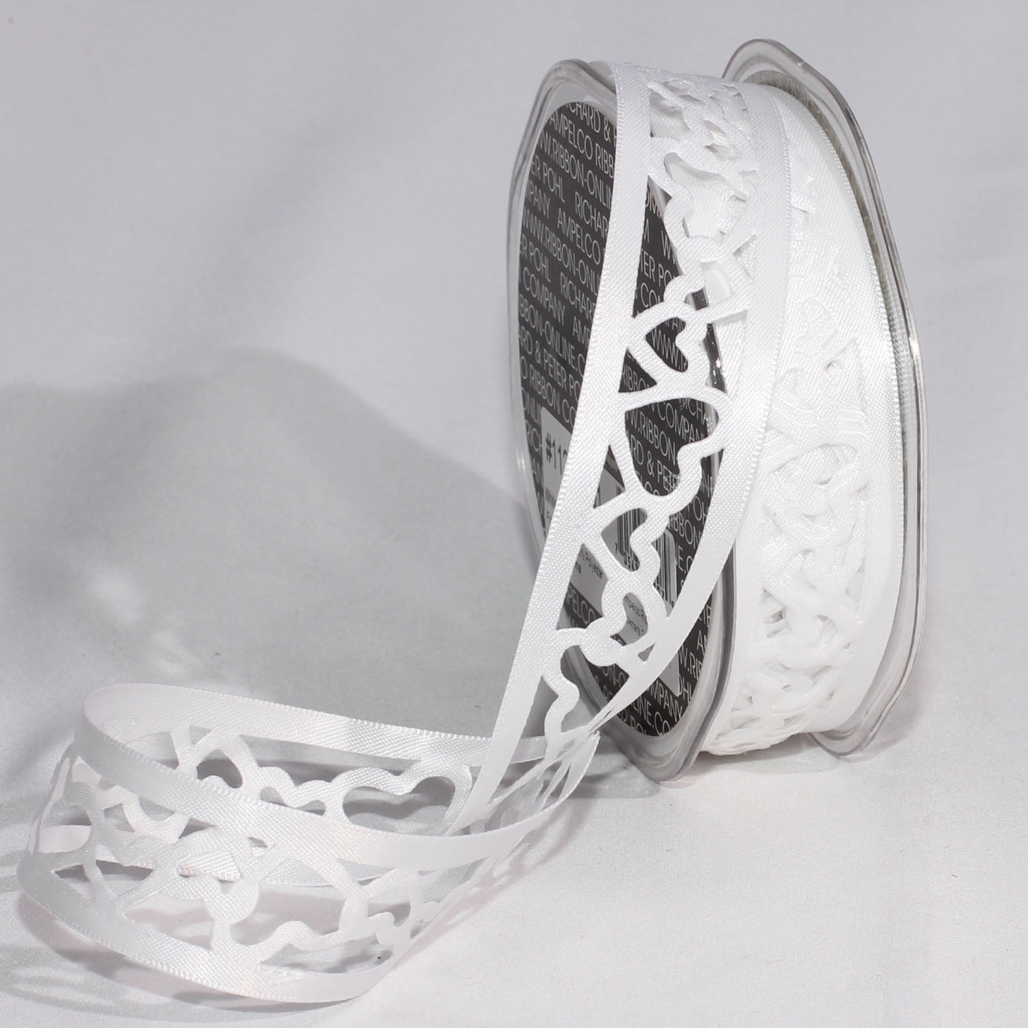 The Ribbon People White Cut Out Hearts Woven Edge Craft Ribbon 1" x 80 ...