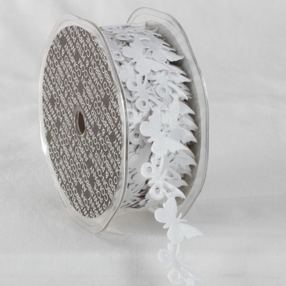 The Ribbon People White Sticky Back Enchanting Butterfly Garland Lace ...