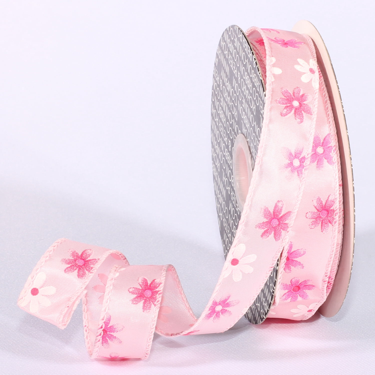 The Ribbon People White and Pink Floral Wired Craft Ribbon 1.5" x 40 ...