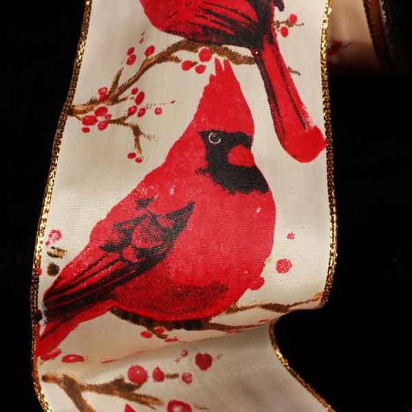 The Ribbon People White and Red Cardinal Wired Edge Craft Ribbon 2.5" x ...