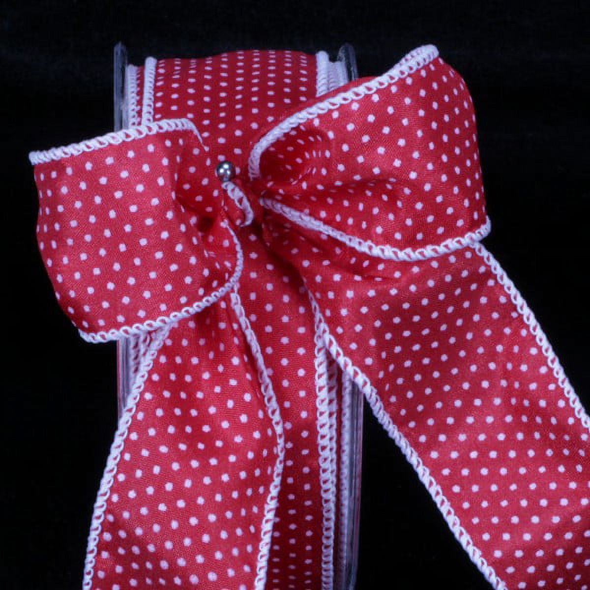 The Ribbon People White and Red Polka Dots Wire Edged Craft Ribbon 1.5 ...