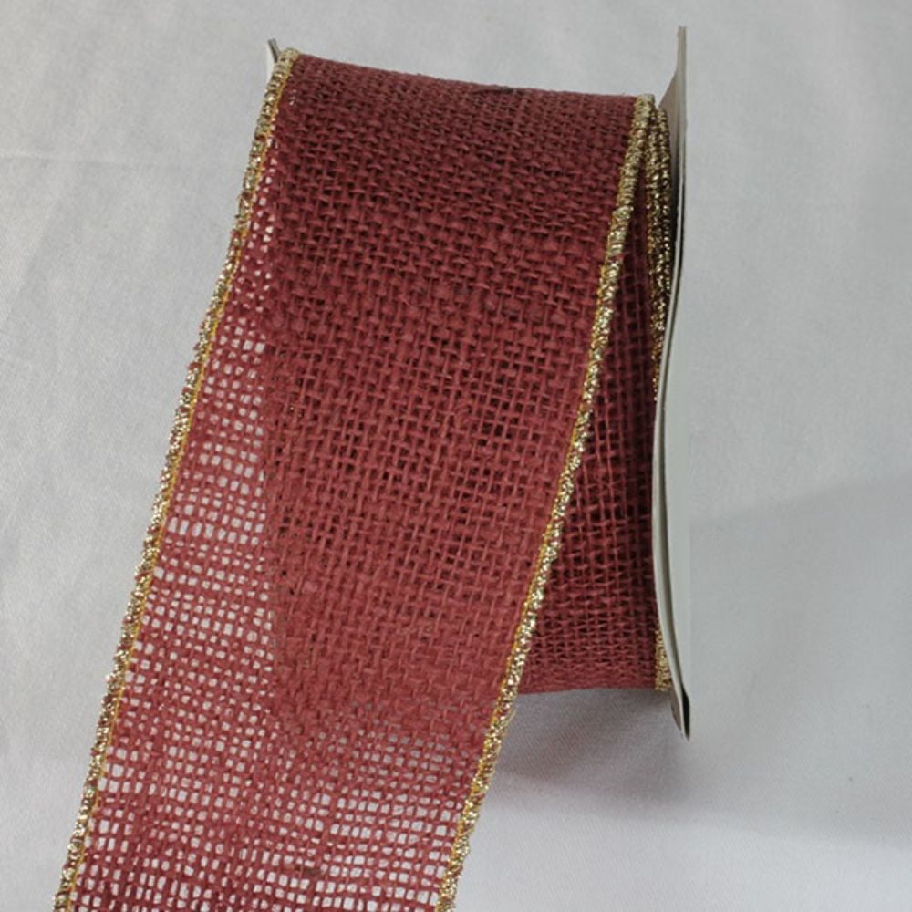 The Ribbon People Wine Brown and Gold Colored Wired Edge Burlap Ribbon ...