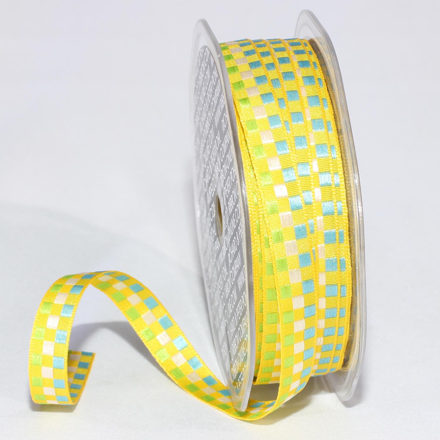 The Ribbon People Yellow and Blue Woven Edge Checkered Wired Craft ...