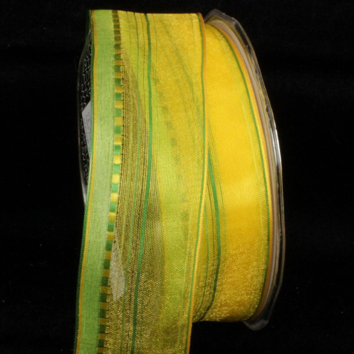 The Ribbon People Yellow and Green Pinstriped Wired Craft Ribbon 1.5" x ...
