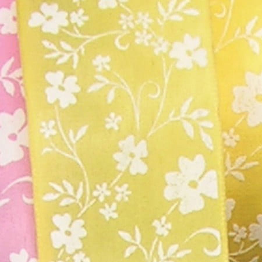 The Ribbon People Yellow and White Small Flower Print Craft Wired ...