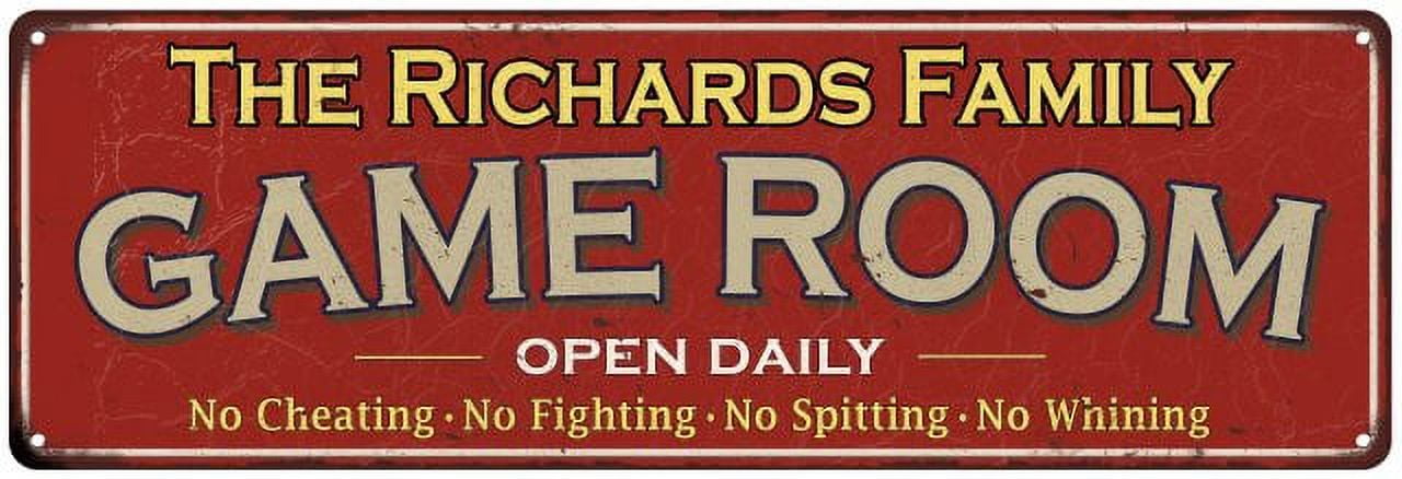 The Richards Family Gift Red Game Room Metal 6x18 Sign 206180038851 ...