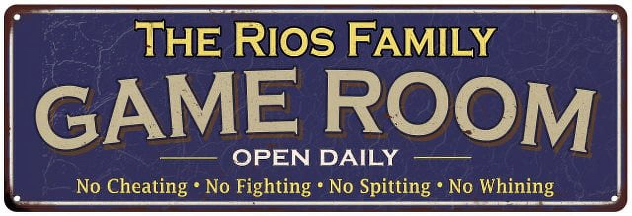 The Rios Family Blue Game Room Metal 6x18 Sign 106180037054 - Walmart ...