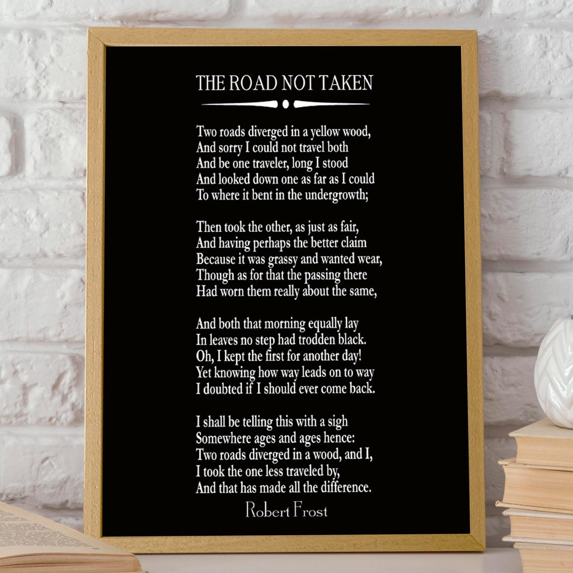 The Road Not Taken By Robert Frost 1916 Great American Poetry Wall Art ...
