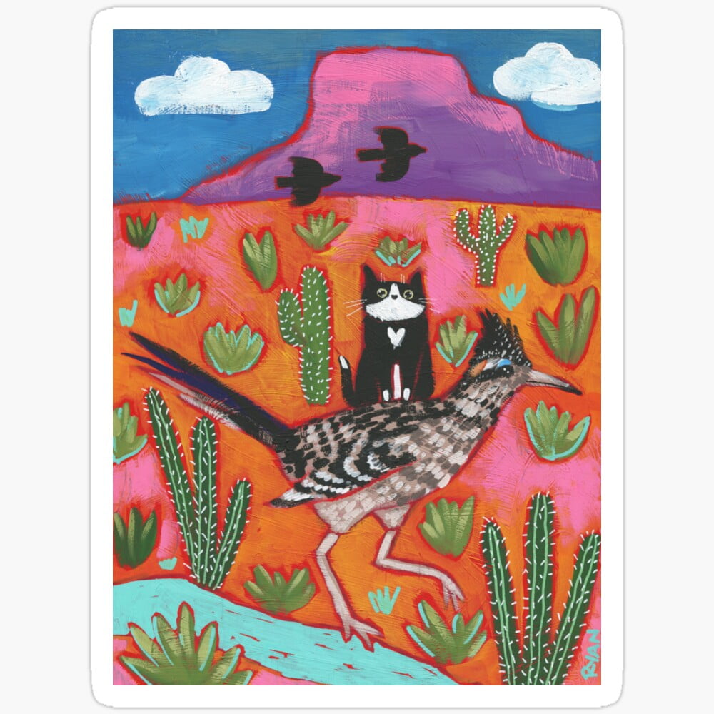 The Roadrunner And Cat Friend Sticker Phone Decal Water Bottle Stickers ...