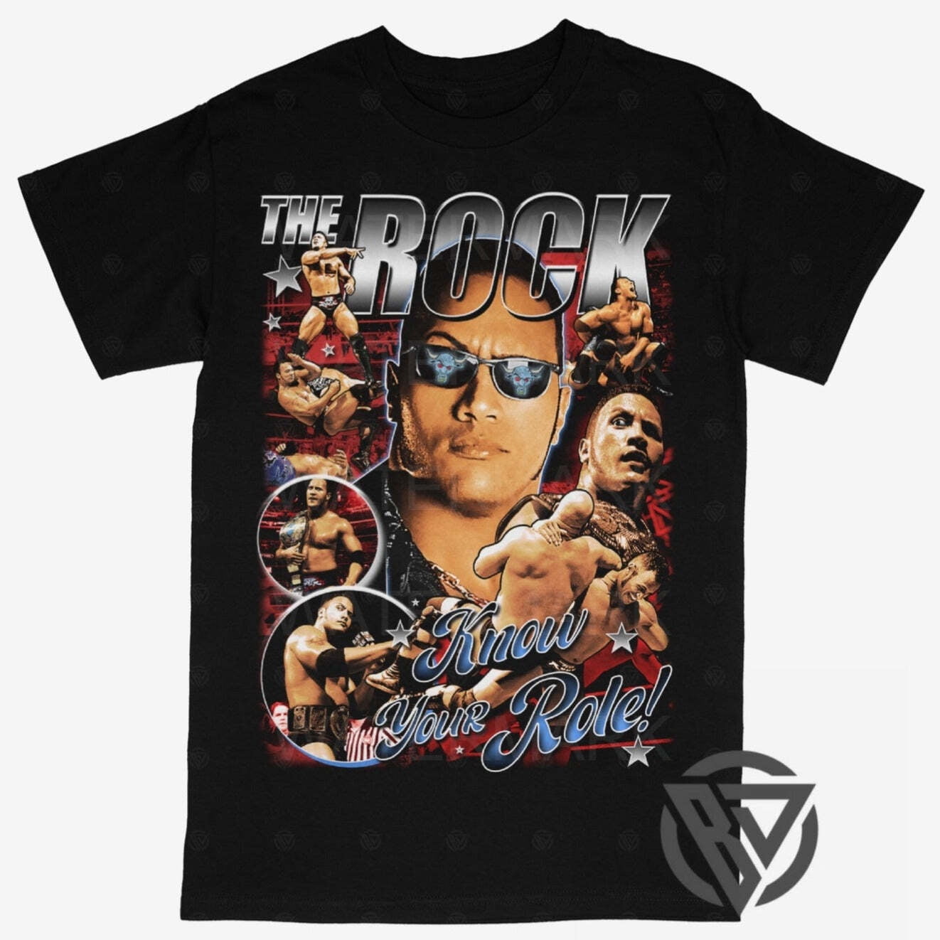 The Rock t-shirf Dwayne Johnson WWF WCW AEW ECW Pro Wrestling - Walmart.com