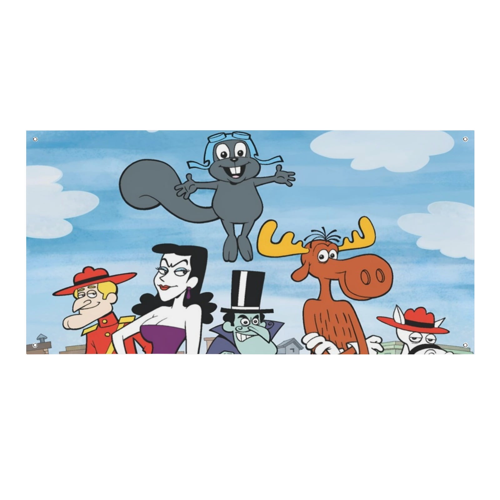 The Rocky and Bullwinkle Show-Theme Backdrops Banner Birthday Party ...