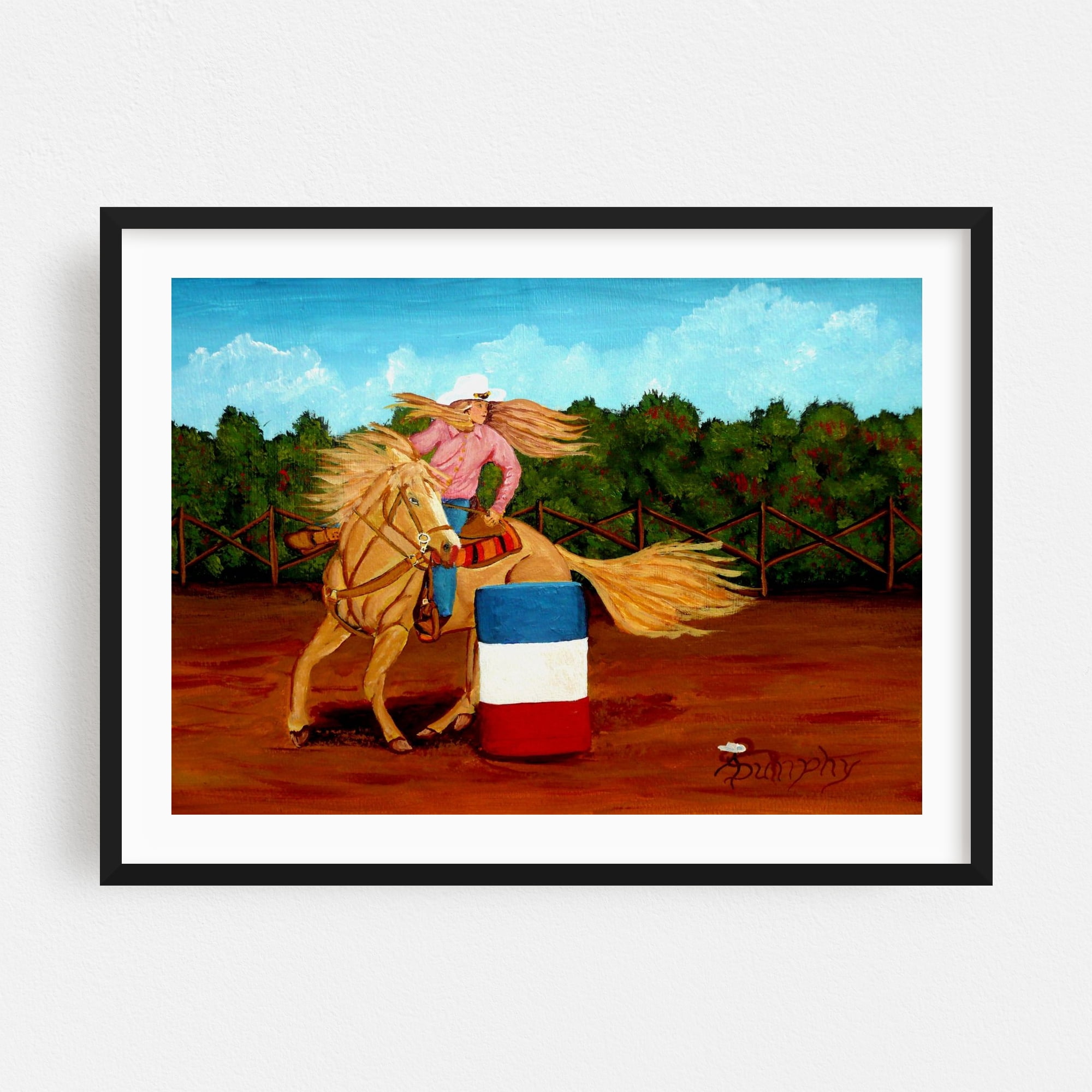 The Rodeo Barrel Racer - Painting Horse Cowboy Western Animal Rustic ...