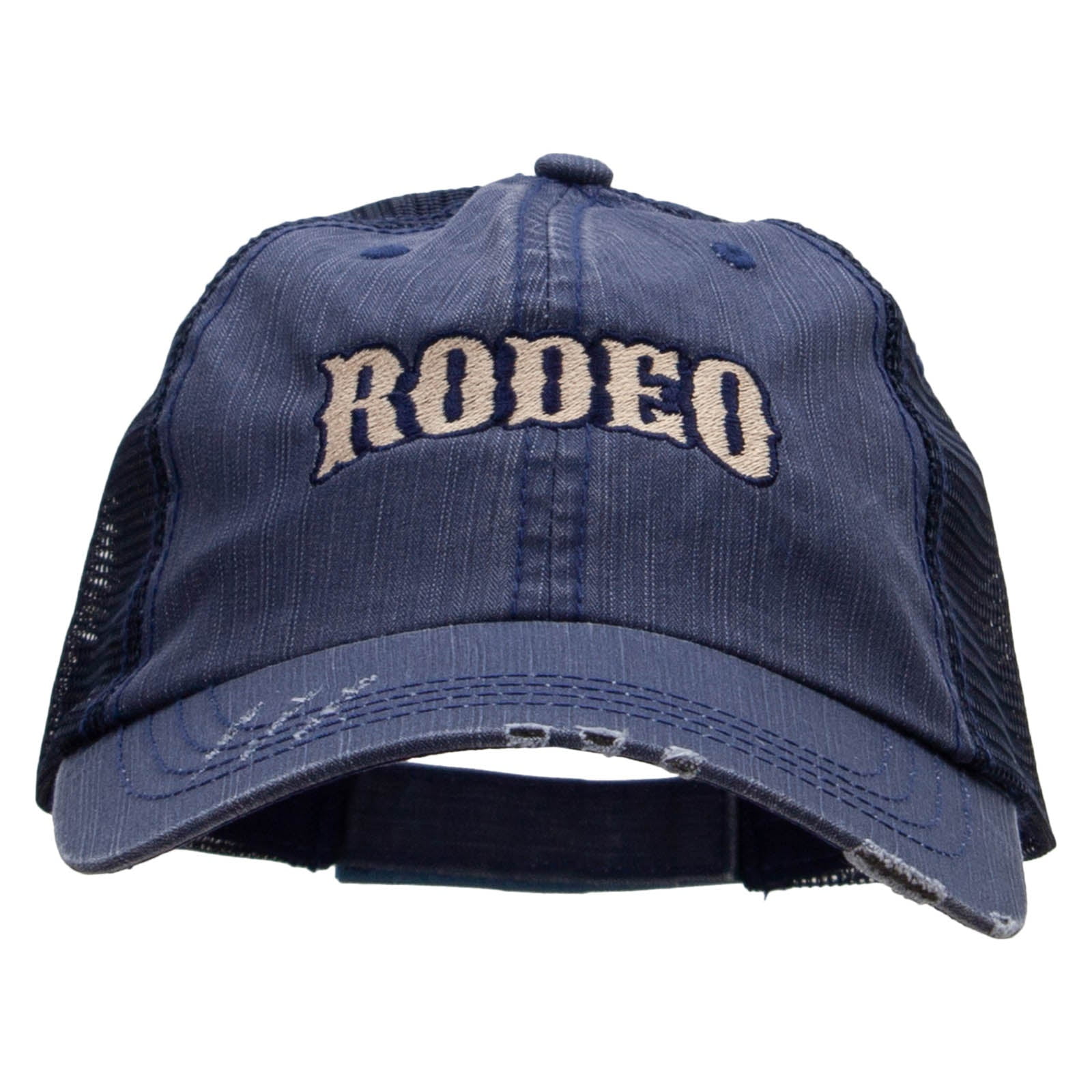The Rodeo Embroidered Low Profile Special Cotton Mesh Cap - Navy OSFM ...