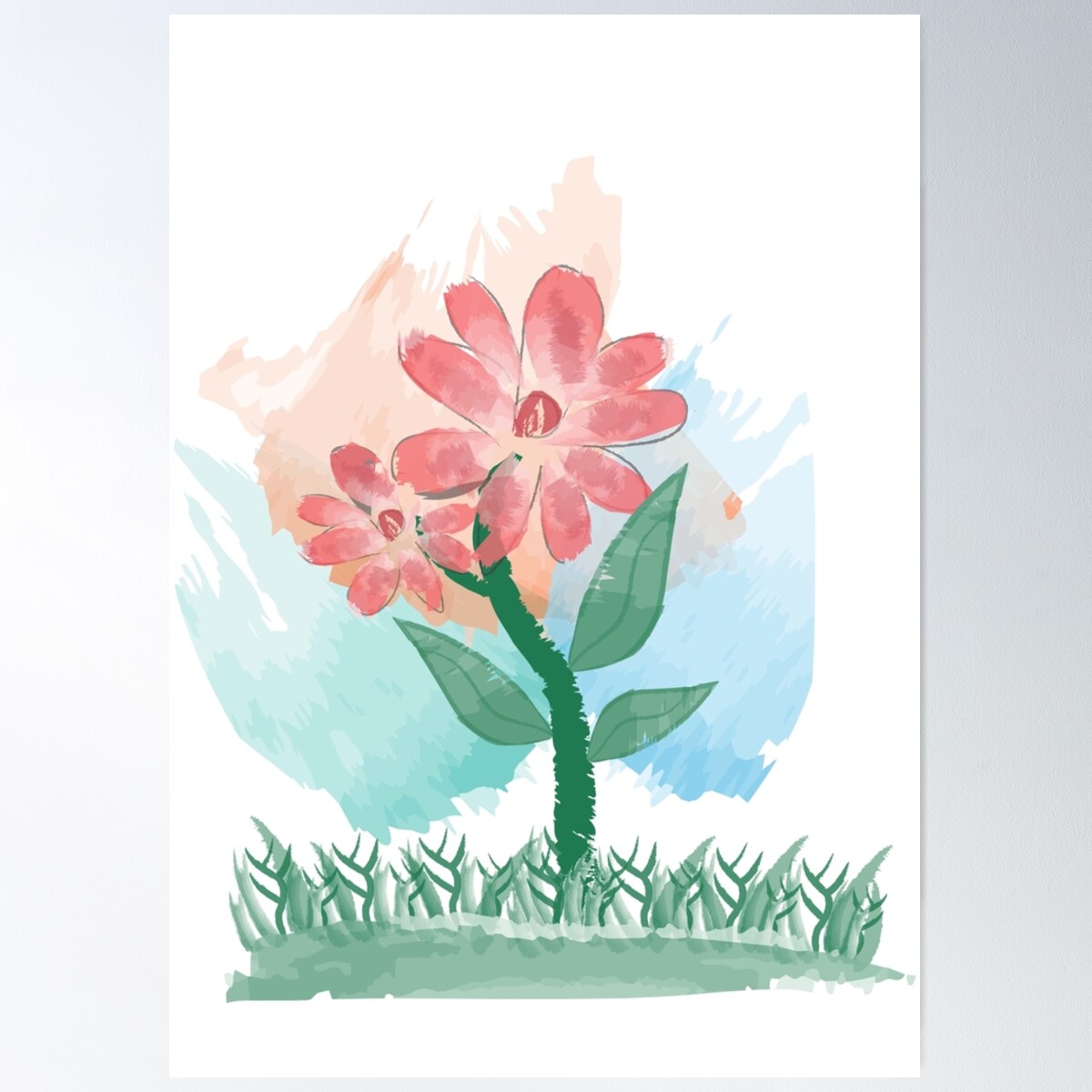 The Romantic Watercolor Flowers Poster Wall Art, Modern Wall Decor For ...