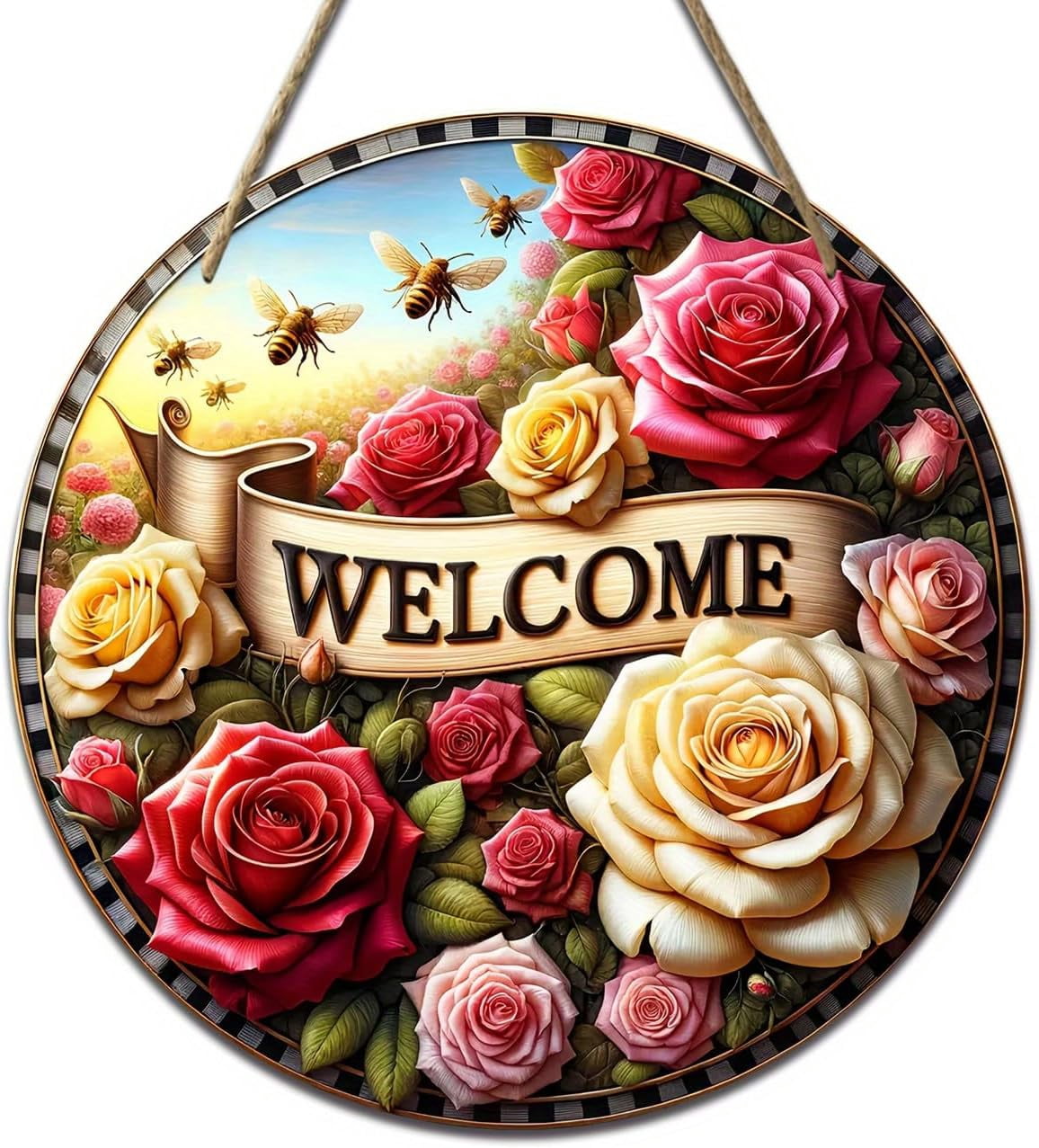 The Roses Welcome Flower Metal Tin Sign are Poster Wall Decor New 8"x8 ...