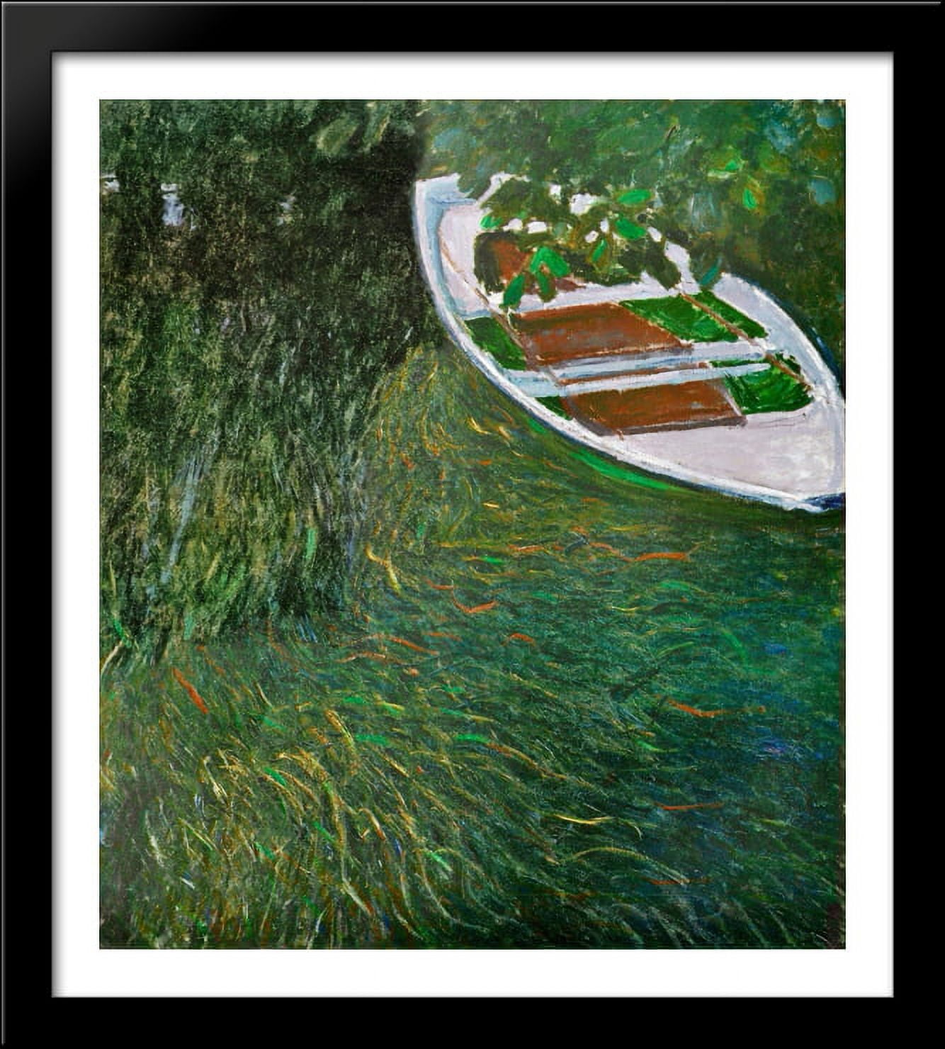 The Row Boat 28x32 Large Black Wood Framed Print Art by Claude Monet ...