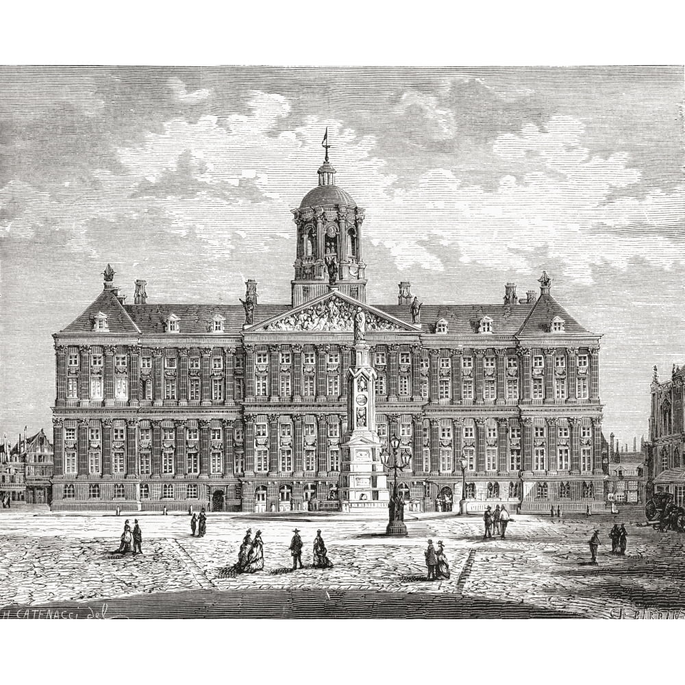 The Royal Palace Dam Square Amsterdam The Netherlands In The 19Th ...