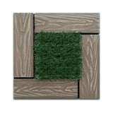 The Rug Hub Indoor Outdoor Interlocking Teak and Artificial Turf Deck ...